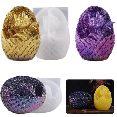 China DIY Dinosaur Egg Candle Mold Dinosaur Baby Shell Breaking Tyrannosaurus Candle Gypsum Silicone Mold for sale