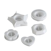 China DIY cut circular square heart-shaped flower pentagram gypsum storage candle cup candle holder base silicone mold for sale