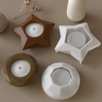China DIY cut circular square heart-shaped flower pentagram gypsum storage candle cup candle holder base silicone mold for sale