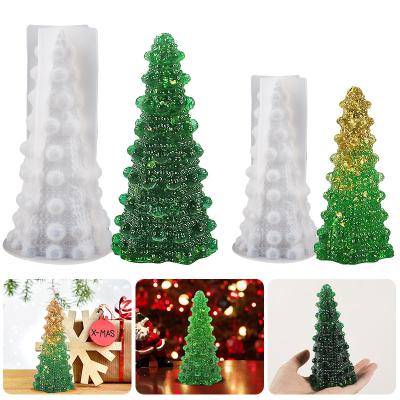 China DIY Crystal Dropping Resin Christmas Tree Stand Small Night Light 3D Stereoscopic Gypsum Jewelry Silicone Mold for sale