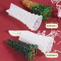 China DIY Crystal Dropping Resin Christmas Tree Stand Small Night Light 3D Stereoscopic Gypsum Jewelry Silicone Mold for sale