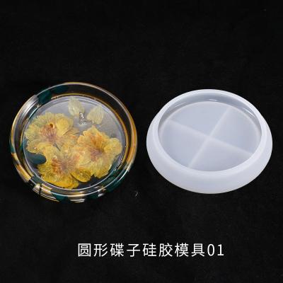 China DIY crystal dropper mold, circular dish, coaster, handmade dropper dish, circular mirror surface, silicone mold for sale