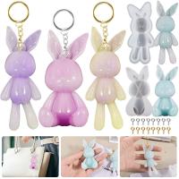 China DIY Drip Glue Mirror Seam Rabbit Keychain Pendant Cute Rabbit Sitting Rabbit Silicone Mold for sale