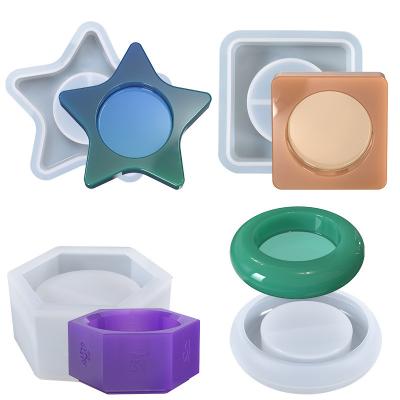 China DIY Crystal Dropping Glue Mold Pentagram Candle Stand Home Decoration Silicone Mold Wholesale for sale