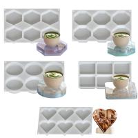 China 6-sided geometric with hanging holes, hexagonal, octagonal, circular, square, heart-shaped, thickened dropper coaster, silicone mold for sale