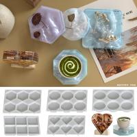 China 6-sided geometric with hanging holes, hexagonal, octagonal, circular, square, heart-shaped, thickened dropper coaster, silicone mold for sale