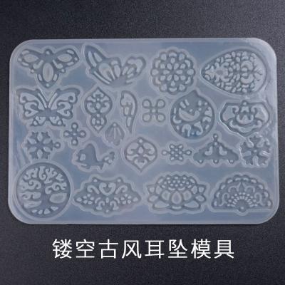 China New DIY crystal dropper mold hollow antique style earrings pendant jewelry collection silicone mold for dropshipping for sale