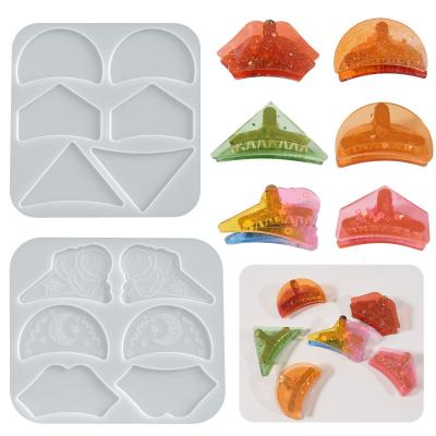 China DIY dropper resin moon ice cream triangle geometric hair clip shark clip patch silicone mold for sale