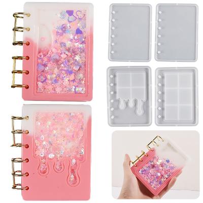 China Crystal dropper mirror resin ice cream rectangular quicksand notebook cover silicone mold wholesale for sale