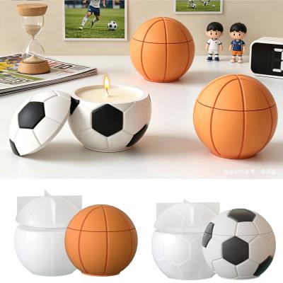 China Cross border popular sports style football basketball storage can mold, aromatherapy candle cup, gypsum silicone mold for sale