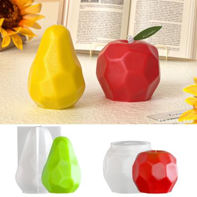 China DIY diamond shaped sliced pear apple candle silicone mold aromatherapy gypsum fruit dropper mold for sale