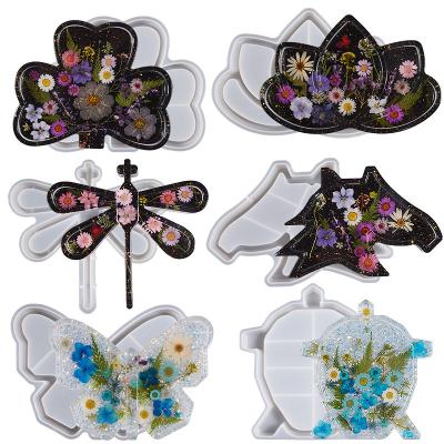 China DIY Crystal Dropping Gel Butterfly Dragonfly Turtle Horsehead Lotus Clover Storage Box Silicone Mold for sale