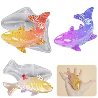 China Crystal dropper 3D resin carp goldfish ornament DIY candle aromatherapy gypsum silicone mold for sale