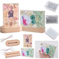 China DIY Crystal Drip Glue Resin Gypsum Rectangular Mirror Picture Frame Stand Base Silicone Mold Wholesale for sale