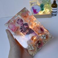 China DIY Crystal Drip Glue Resin Gypsum Rectangular Mirror Picture Frame Stand Base Silicone Mold Wholesale for sale