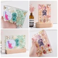 China DIY Crystal Drip Glue Resin Gypsum Rectangular Mirror Picture Frame Stand Base Silicone Mold Wholesale for sale