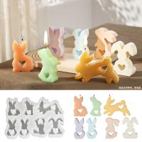 China Easter Love Rabbit Combination DIY Aromatherapy Gypsum Ornament Decoration Rabbit Candle Table Silicone Mold for sale