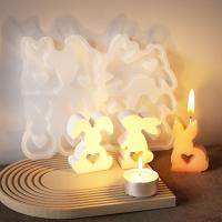 China Easter Love Rabbit Combination DIY Aromatherapy Gypsum Ornament Decoration Rabbit Candle Table Silicone Mold for sale
