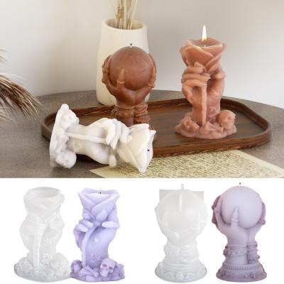 China DIY Drip Glue Halloween Rose Ghost Hand Pendant Magic Claw Ghost Handball Aromatherapy Gypsum Candle Silicone Mold for sale