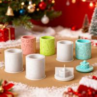 China Relief Christmas Tree Elk Snow Column Storage Can DIY Aromatherapy Gypsum Candle Cup Silicone Mold for sale