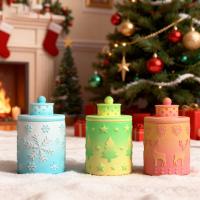 China Relief Christmas Tree Elk Snow Column Storage Can DIY Aromatherapy Gypsum Candle Cup Silicone Mold for sale