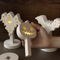 China Halloween Ghost Bat Pumpkin Hollow Egg Lamp Silhouette Ornament Lamp Holder Gypsum Silicone Mold for sale