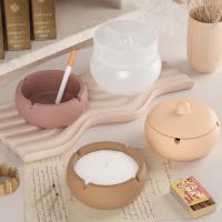 China Crystal dropper glue circular covered ashtray storage can DIY gypsum incense burner candle cup silicone mold for sale