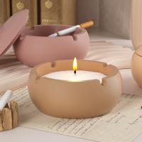 China Crystal dropper glue circular covered ashtray storage can DIY gypsum incense burner candle cup silicone mold for sale
