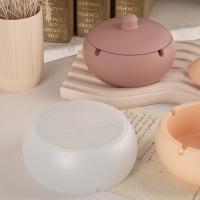 China Crystal dropper glue circular covered ashtray storage can DIY gypsum incense burner candle cup silicone mold for sale