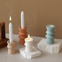 China DIY resin cement gypsum banana candle base geometry ins wind cone candle holder silicone mold for sale
