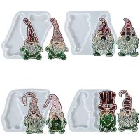 China DIY crystal dropper resin gypsum grinding tool, two continuous bearded Santa Claus pendant silicone mold for sale