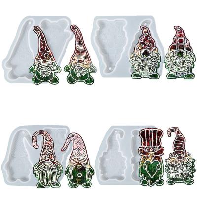 China DIY crystal dropper resin gypsum grinding tool, two continuous bearded Santa Claus pendant silicone mold for sale