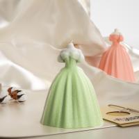 China DIY Aromatherapy Candle Gypsum Grinding Tool Princess Dress Wedding Puff Evening Dress Cake Silicone Mold for sale