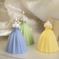 China DIY Aromatherapy Candle Gypsum Grinding Tool Princess Dress Wedding Puff Evening Dress Cake Silicone Mold for sale