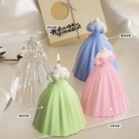 China DIY Aromatherapy Candle Gypsum Grinding Tool Princess Dress Wedding Puff Evening Dress Cake Silicone Mold for sale