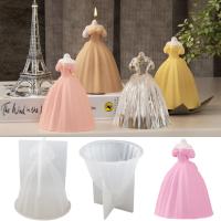 China DIY Aromatherapy Candle Gypsum Grinding Tool Princess Dress Wedding Puff Evening Dress Cake Silicone Mold for sale