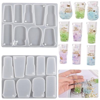 China DIY resin beverage cup hanging mold, wine cup, coffee cup, Mason jar pendant, silicone mold for sale