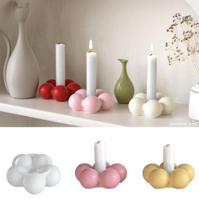 China Minimalist Ins style Bubble Cloud Petals Flower Candlestick Silicone Mold DIY Aromatherapy Gypsum Mold for sale