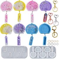 China Crystal Drip Glue Japanese Wind Chime Flowing Sand Mold Little Bear Smiling Face Flowing Sand Pendant Keychain Silicone Mold for sale
