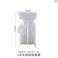 China DIY Crystal Dropping Resin Mold OK Thumb Scissors Hand Gesture Table Candle Silicone Mold for sale
