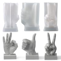 China DIY Crystal Dropping Resin Mold OK Thumb Scissors Hand Gesture Table Candle Silicone Mold for sale