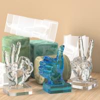 China DIY Crystal Dropping Resin Mold OK Thumb Scissors Hand Gesture Table Candle Silicone Mold for sale