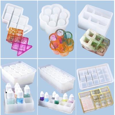 China DIY crystal dropper molds, multiple beautiful and creative lipstick storage boxes, silicone molds, spot wholesale for sale