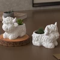 China Factory direct sales potted silicone mold DIY cow flower pot storage can candle cup gypsum mold for sale