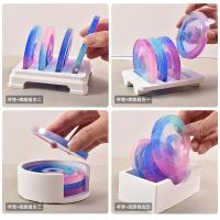 China DIY crystal dropper resin gypsum coaster circular coaster holder storage box mirror silicone mold for sale