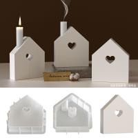China Hollow out love house candle holder silicone mold DIY aromatherapy gypsum candle holder decoration mold for sale