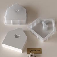 China Hollow out love house candle holder silicone mold DIY aromatherapy gypsum candle holder decoration mold for sale