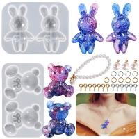 China DIY Drop Glue Cartoon Doll Love Heartbeat Little Rabbit Doll Little Bear Keychain Pendant Silicone Mold for sale