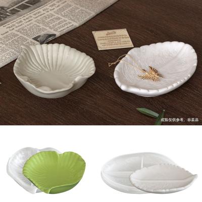 China Cross border popular dish silicone mold DIY aromatherapy resin leaf tray ornament gypsum mold for sale