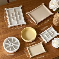 China Ins Wind Belt Corner Tray Circular Storage Bowl Silicone Mold DIY Aromatherapy Candle Gypsum Jewelry Plate Storage Mold for sale